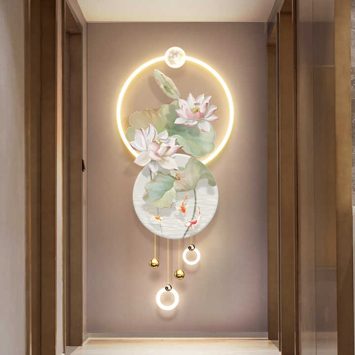 Luxury Three-dimensional LED Corridor Hanging Painting Lotus Decorative ...