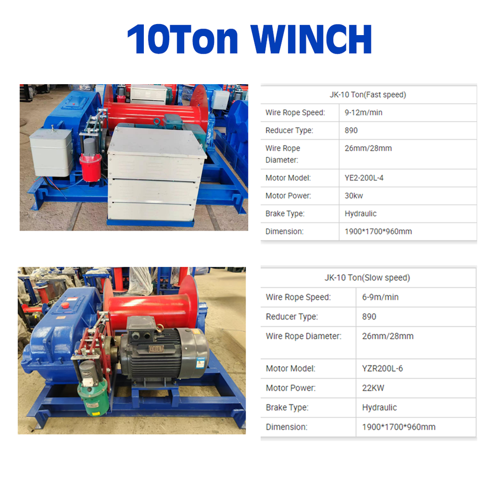 10 Ton Electric Planetary Winch Machine with Steel Wire Rope and Remote ...