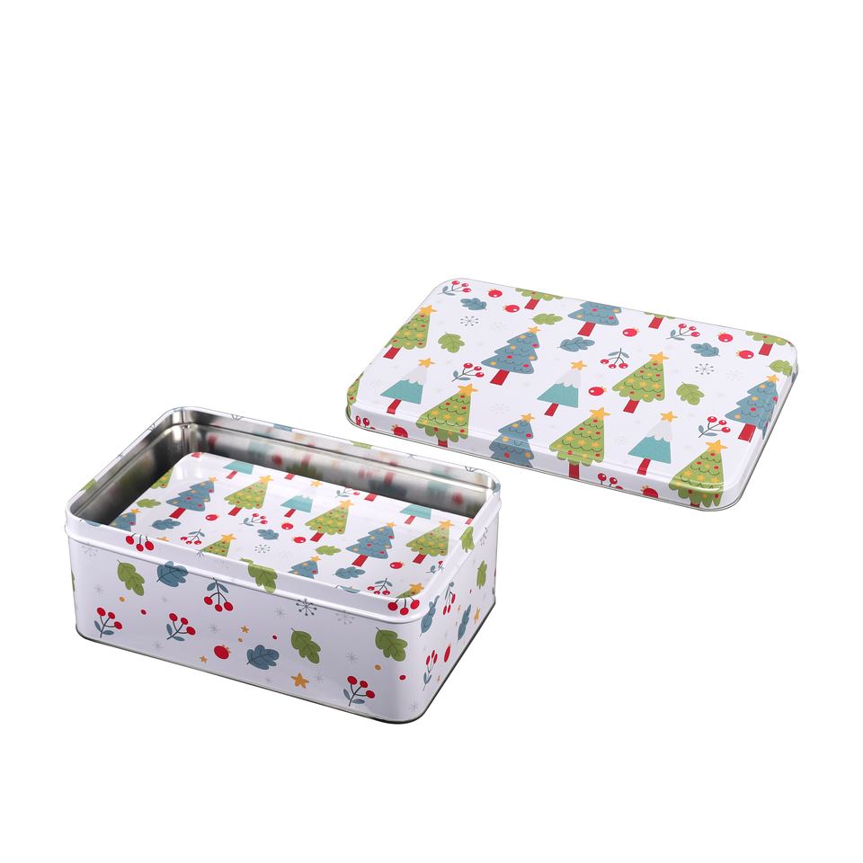 High-End Rectangle Christmas Tinplate Box Set OEM Customizable CMYK ...