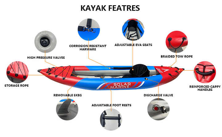 Solar Marine 2 Person Tandem Inflatable Fishing Kayak