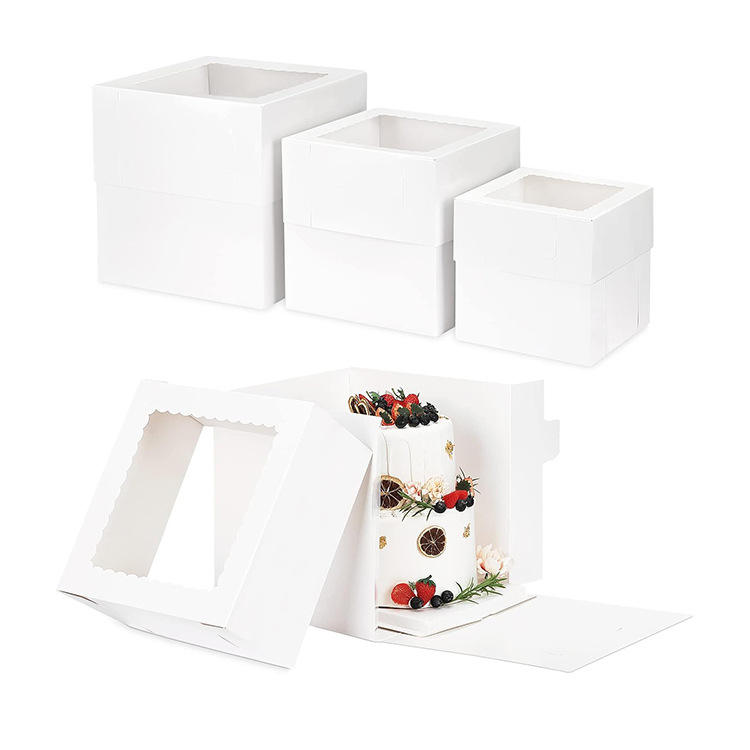 10/12inch Cake Box Cardboard Carrier Box Tall Cake Boxes with Window ...