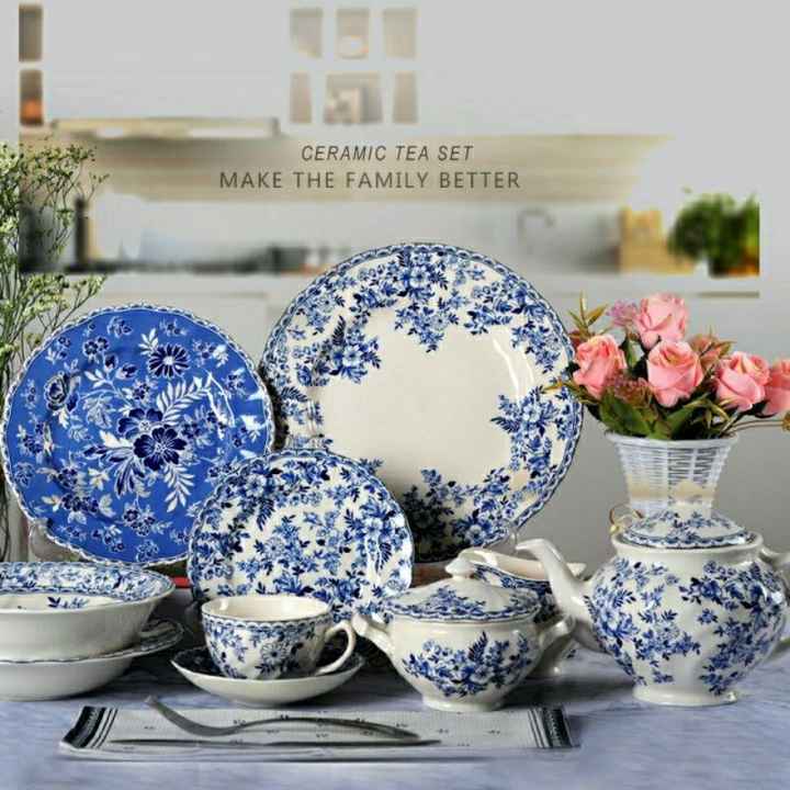 High-Aesthetic Porcelain Tableware Set Underglaze Blue White Design ...