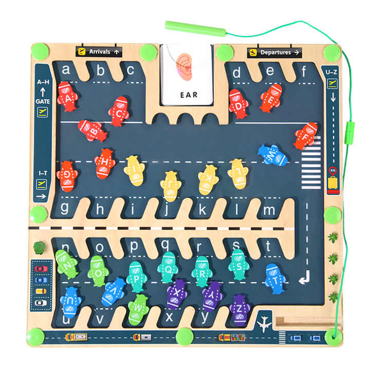 Wooden Space Magnetic Alphabet Letter Walking Maze Board Educational ...