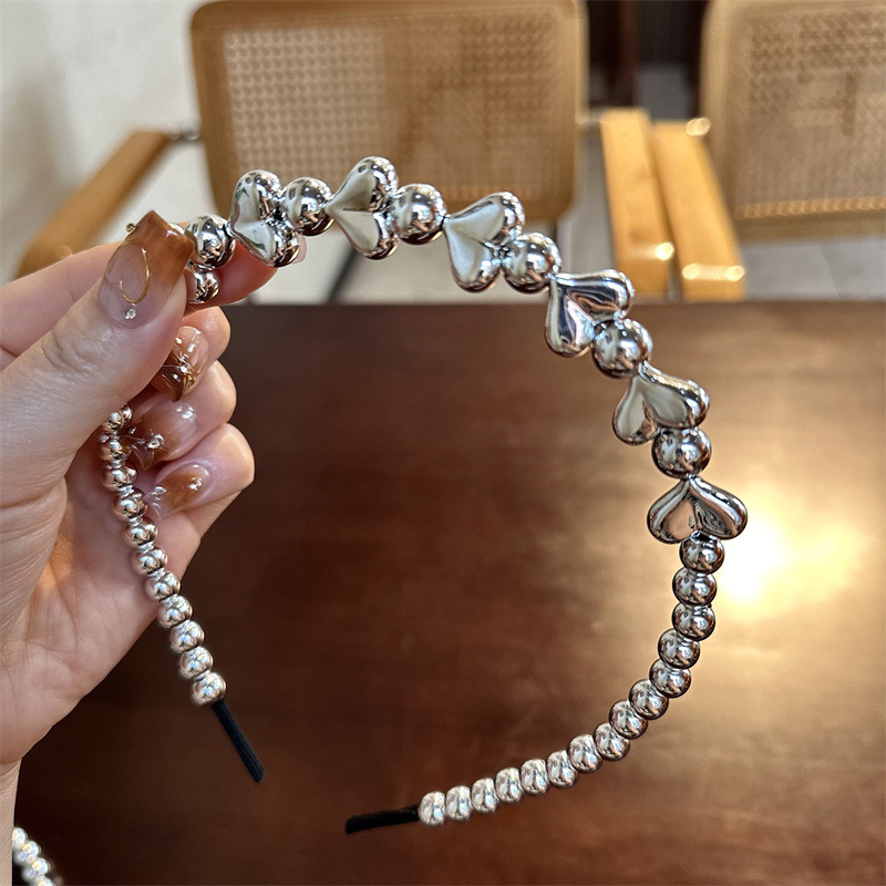 Handmade Pure Silver Hair Band Fresh Sweet Cute Hair Hoop Elegant Pearl ...