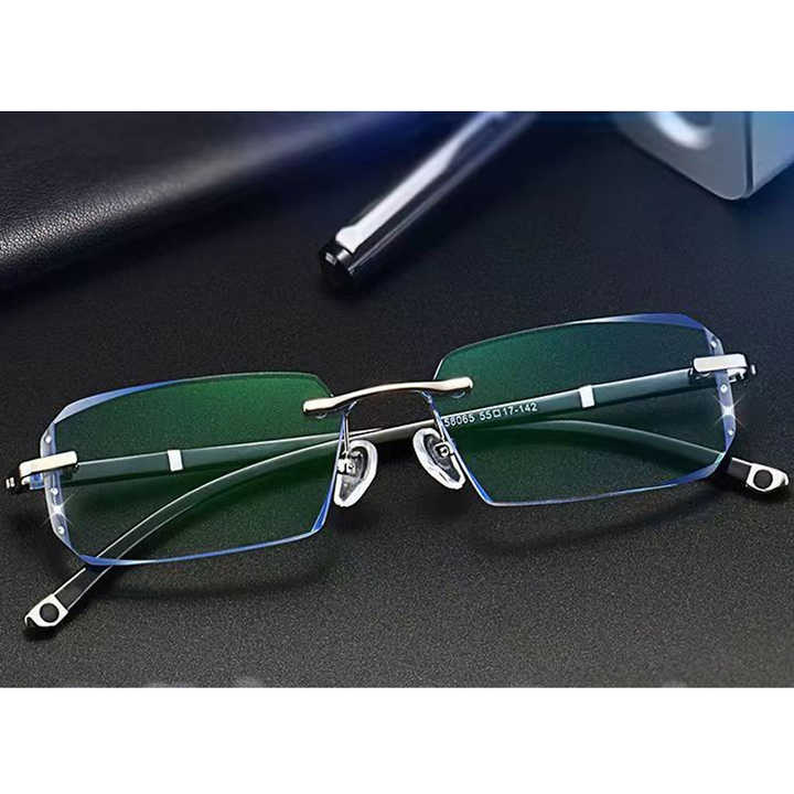 Natwve&co. Men's Rimless Metal Eyeglasses - Anti Blue Light