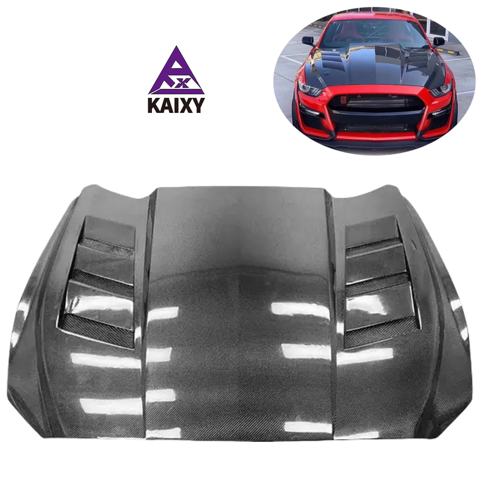 AC Style Carbon Fiber Front Engine Hood for Ford Mustang