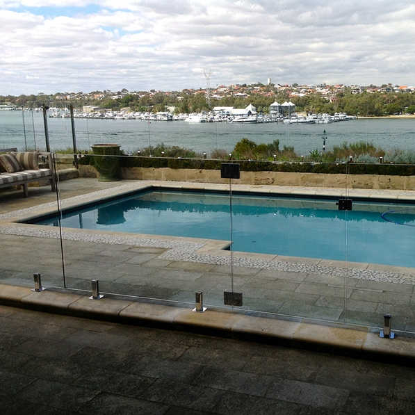 Exterior Front Terrace Glass Railing - Stainless Steel