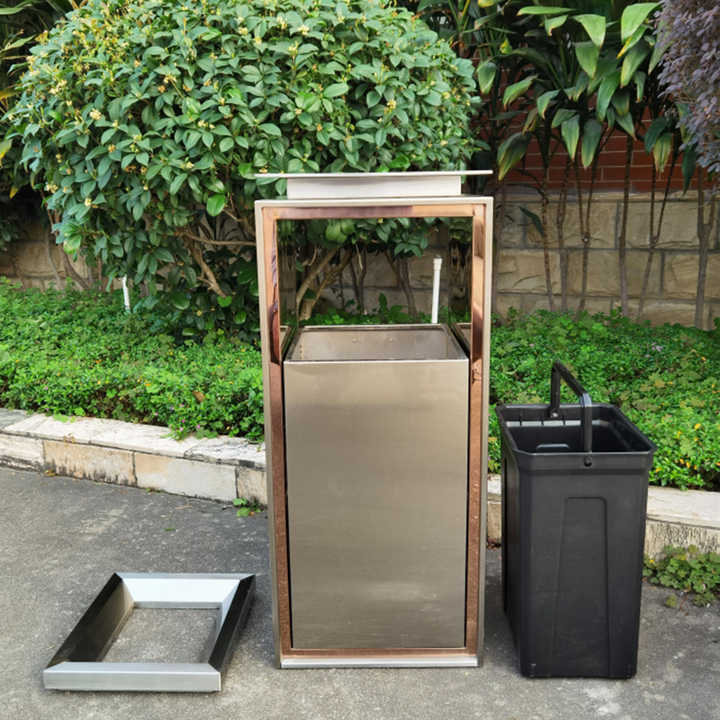 Leasylife Large Commercial Vertical Stainless Steel Trash Can