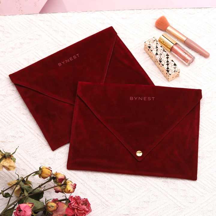Custom Luxury Envelope Velvet Bag Gift Packaging Flap Suede Velvet ...