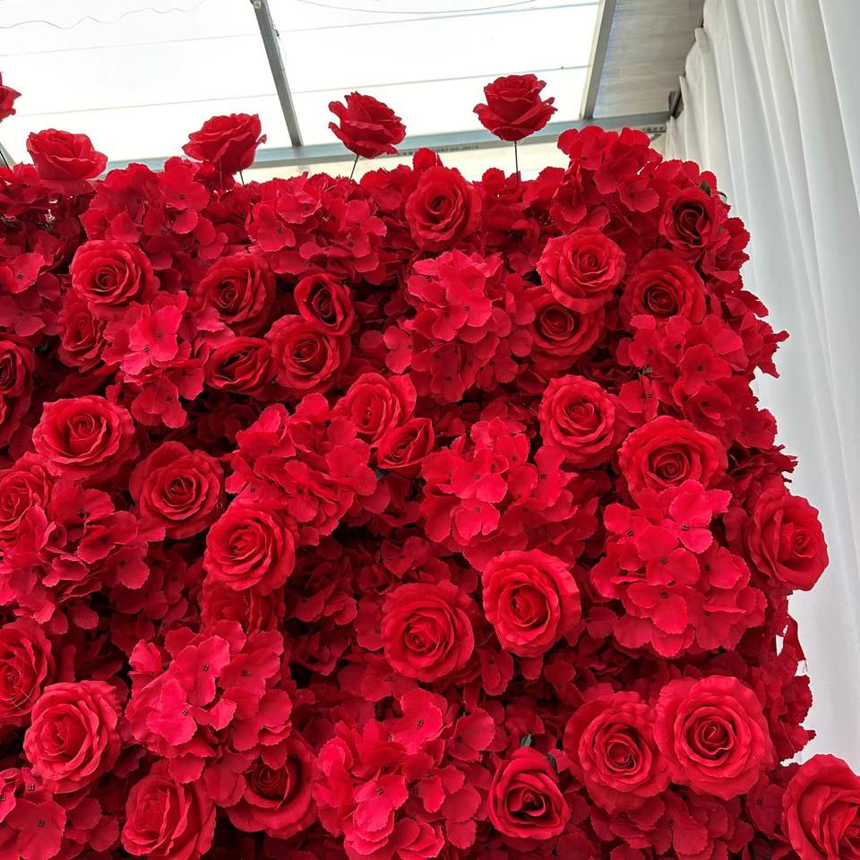 European Wedding Curtain 3D 5D 8 X 8ft Artificial Silk Flower Wall ...