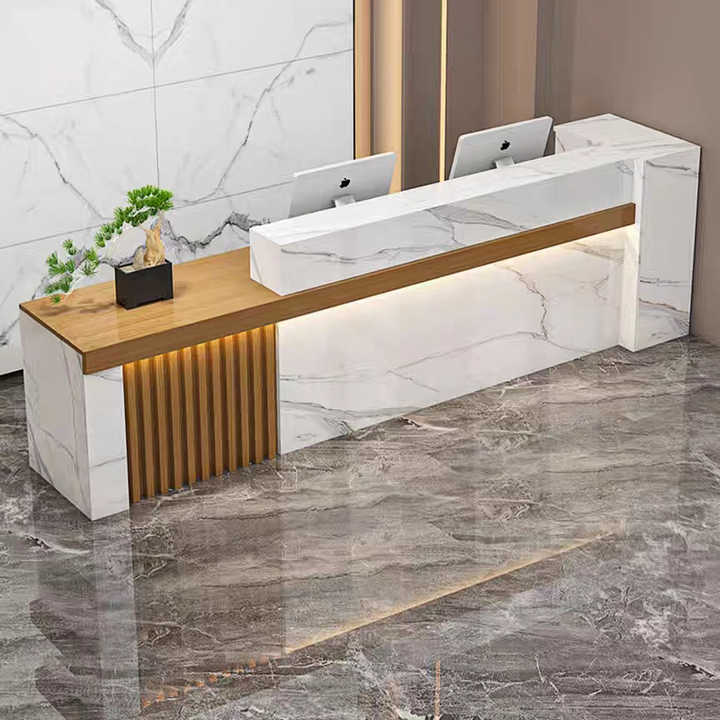 Luxury White Front Desk Counter Reception Desk Modern Wooden Hotel ...