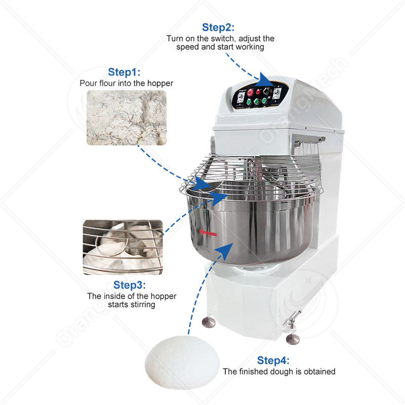 ORME Indsutrial Stainless Steel 30l 100l Stand Bread Bowl Kneader 10kg Food Spiral Dough Mixer ...