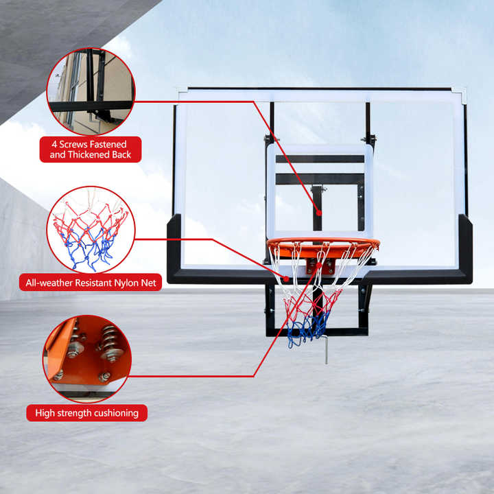 Wall Mount Basketball Backboard 71 Inch Adjustable-Height Basketball ...