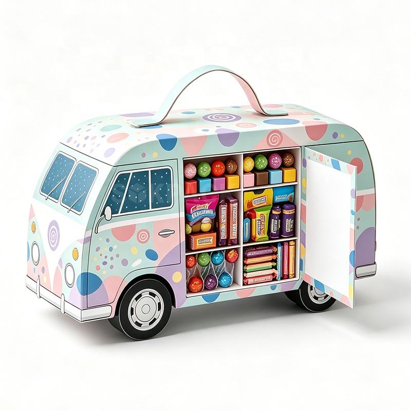 Custom Creative Bus Vehicle Shaped Candy Rigid Gift Box with Handle ...