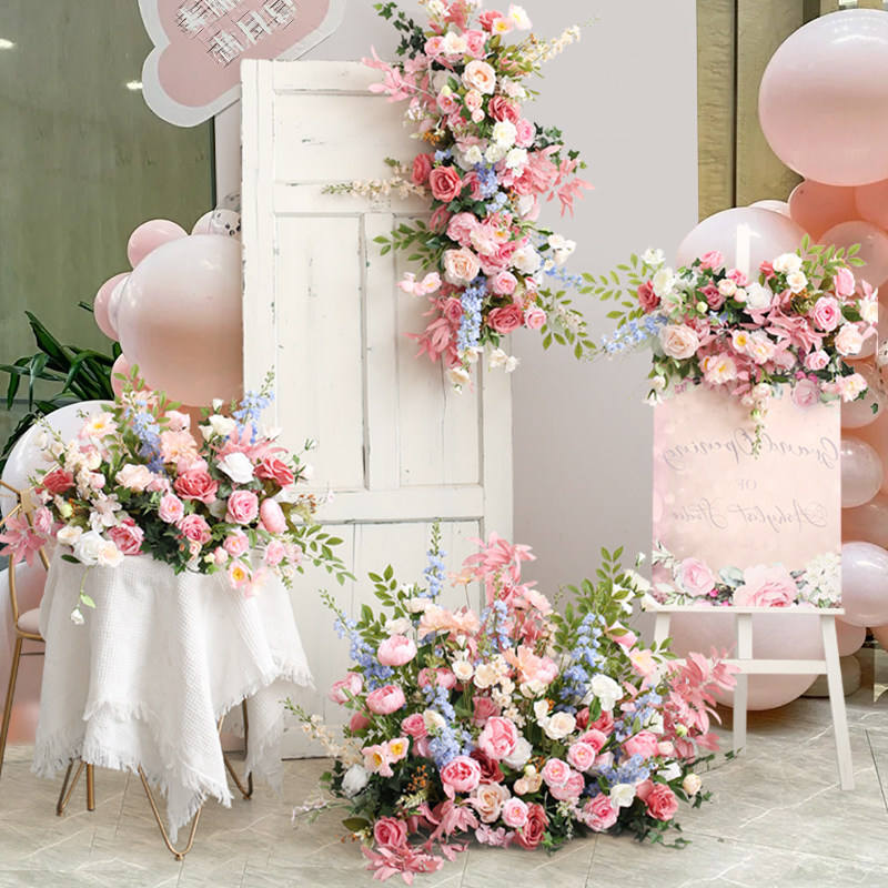 Pink Artificial Wedding Floral Arrangement Wall Hanging Table Flower ...