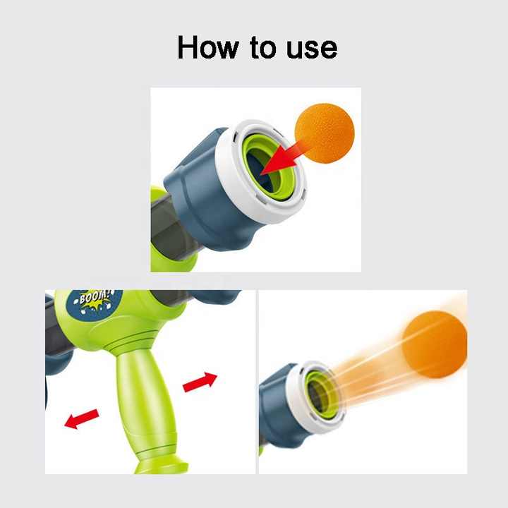 2 in 1 Air Powered EVA Foam Ball Gun - Safe & Fun Shooting