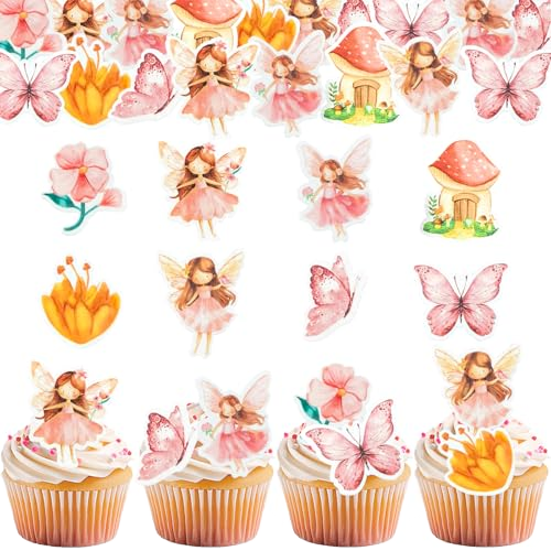 Edible Butterfly & Fairy Paper Cake Toppers 48 Pcs Eco-Friendly for ...