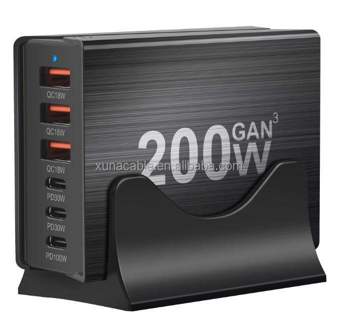 200W GAN PD Charger Cross-border New 3A3C Multifunctional 6-port ...