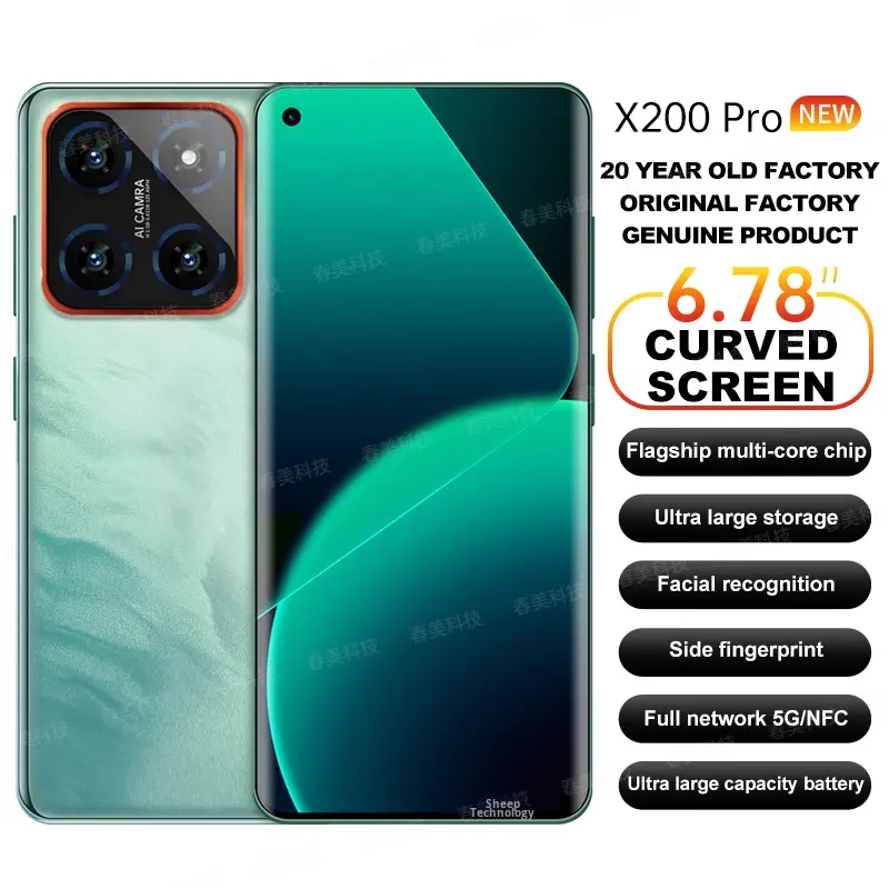 X200Pro 5G Smartphone Curved OLED HD Display 120Hz Octa-Core MediaTek ...