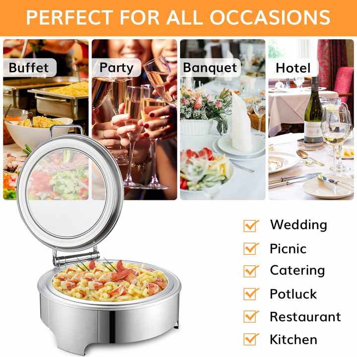 Luxury Buffet Equipment Stainless Steel Gold Glass Chafing Dish Roll Top Hydraulic Chaffing ...