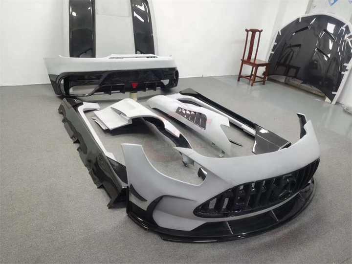 Black Series Style Half Carbon Fiber Front rear bumper side skirt spoiler fender hood Body Kit ...