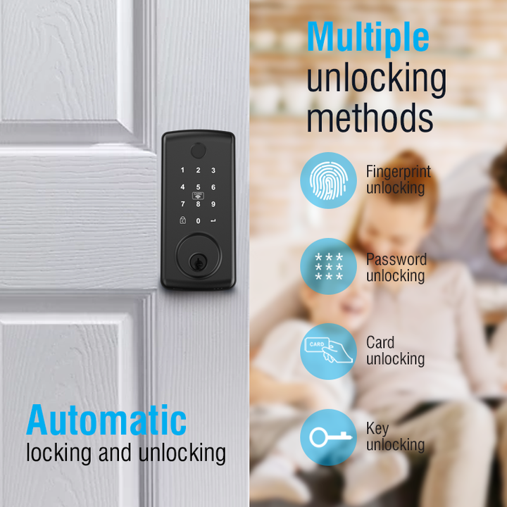 Te'an WiFi Connected Electric Deadbolt Smart Lock Fingerprint Card ...
