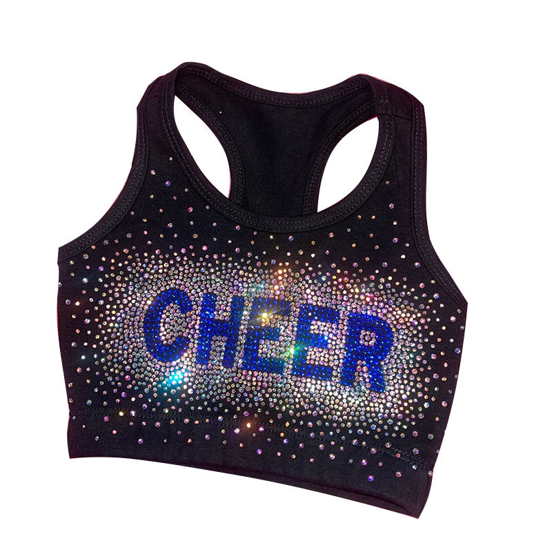 Custom Logo Scatter AB Rhinestone Glitter Racer Back Bra