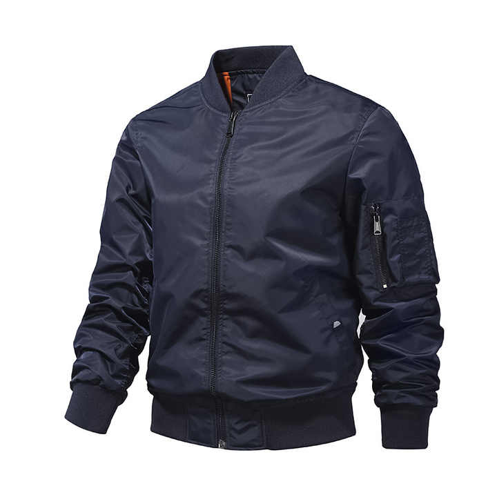 Warm and Stylish Men's Long Bomber Jacket for Fall Winter