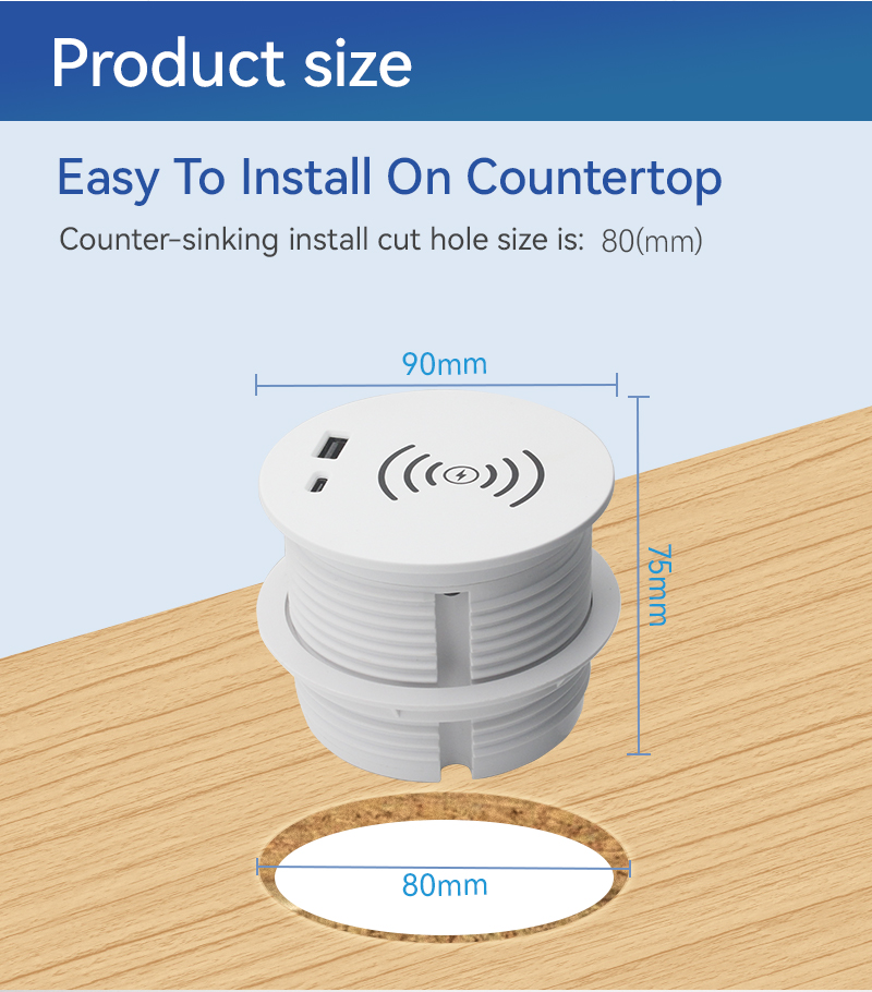 Sofa Power Grommet PD 20 W Desktop Grommet Furniture Round Wireless ...