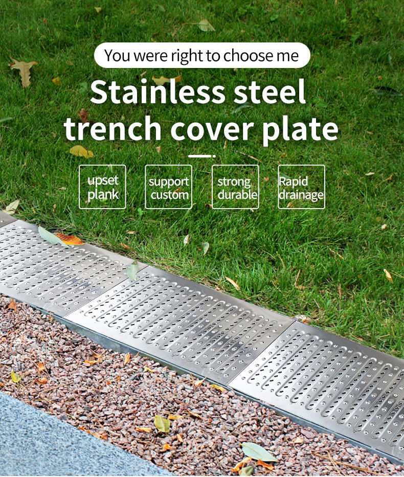 Outdoor Road Drain Cover Floor Sump Manhole Rain Trench Drain Stainless ...