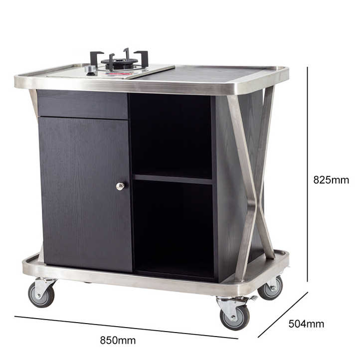 Hotel Restaurant Kitchen Mobile Dining Cooking Cart Food Serving Flambe ...