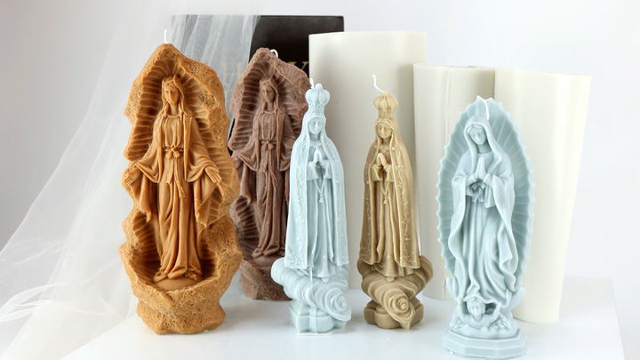 Religious Blessed Virgin Mary Candle Silicone Mold for Resin Crafting ...