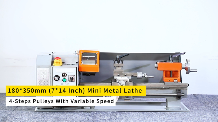 4-Steps Pulleys With Variable Speed 500W Precision 7"x14" Mini Lathe ...