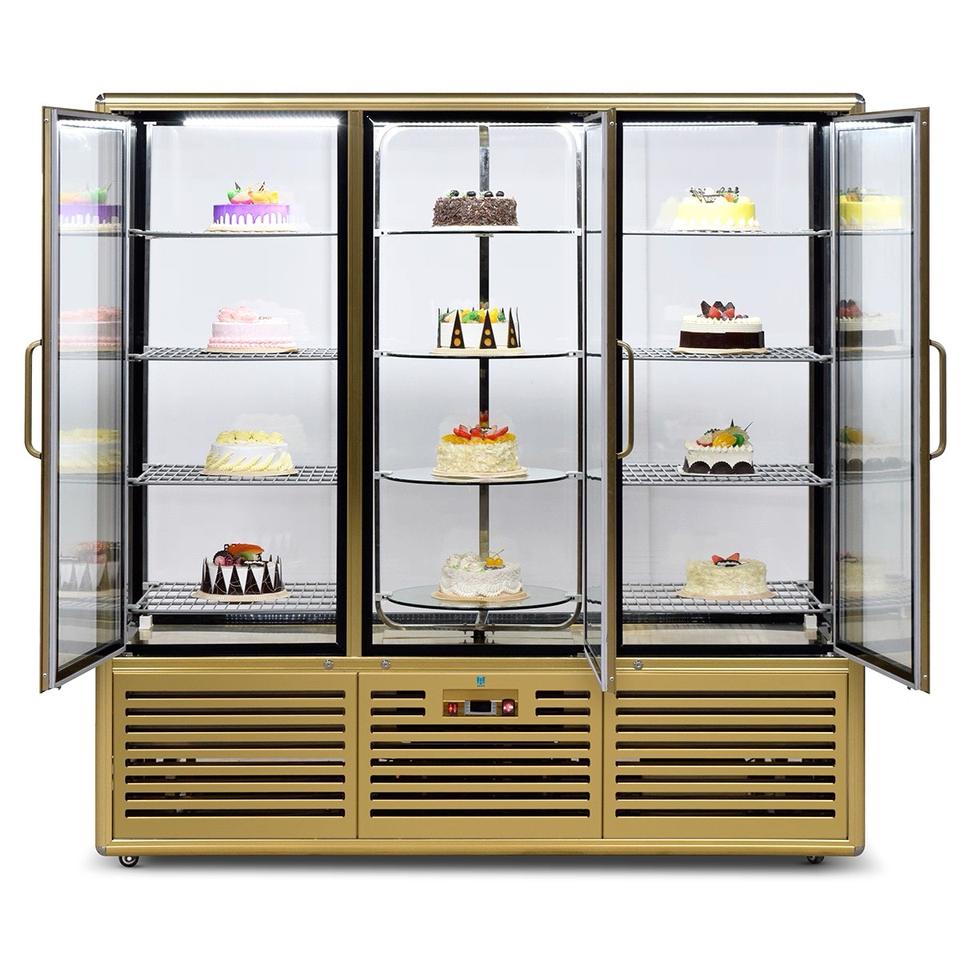 Vertical Rotating Cake Display Case with LED Light Glass Door ...