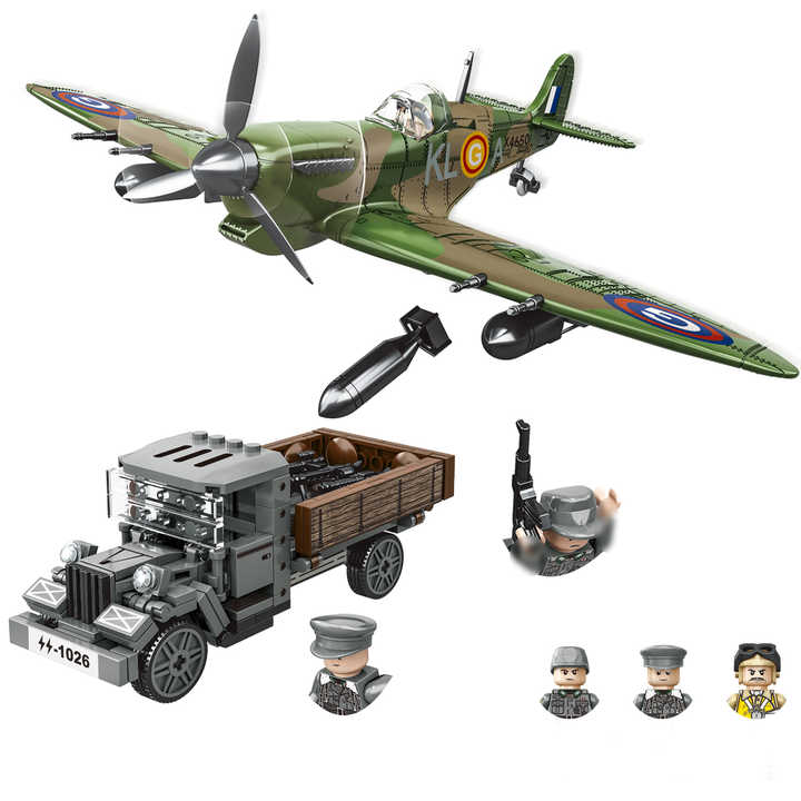 Spitfire Jet Military Army Fighter Building Bricks Set Air-Force Build ...