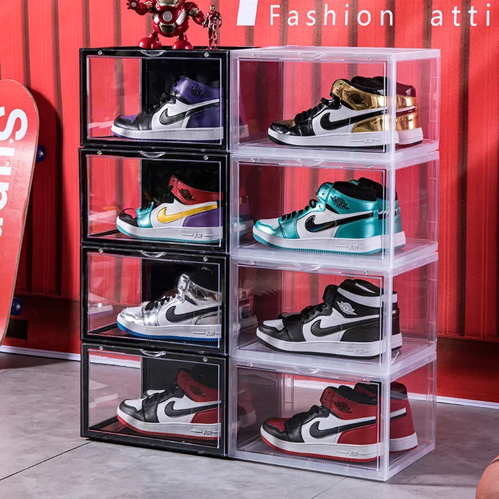 Clear Magnet Plastic Shoe Boxes - Stackable Storage