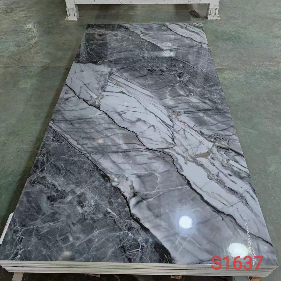 Wholesale Decoration Material PVC Wall Panel PVC Marble Sheet Glossy UV ...