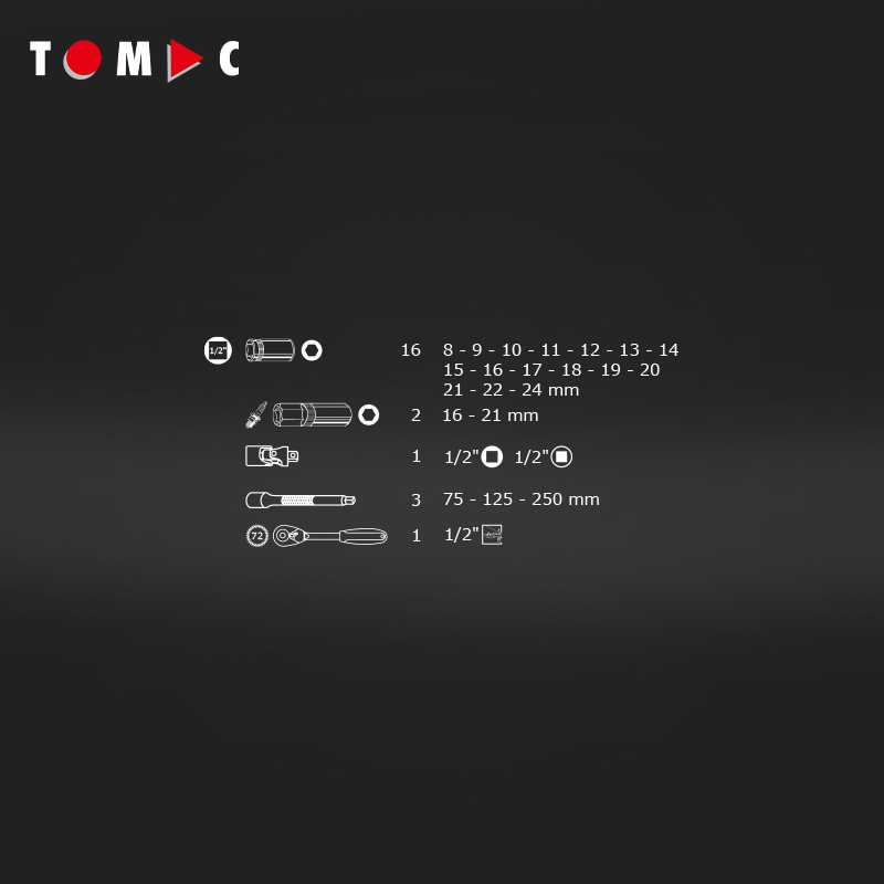 TOMAC Professional Socket Tool Set - 23pcs for Cars & Bikes