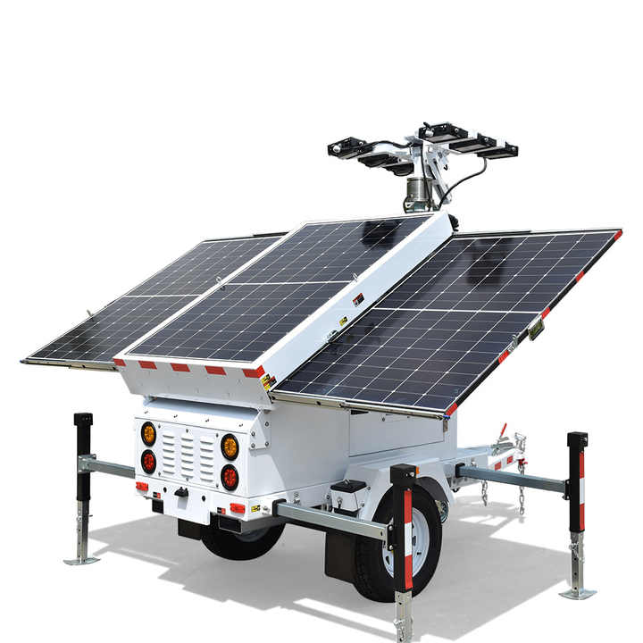 Univ Power Solar Light Tower with Hydraulic Mast & LED Lights