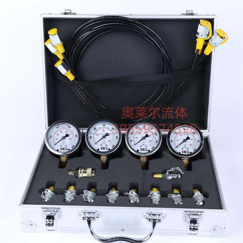 Pressure Gauge Kit 4 Gauges 10 Connectors For Engineering Machinery ...