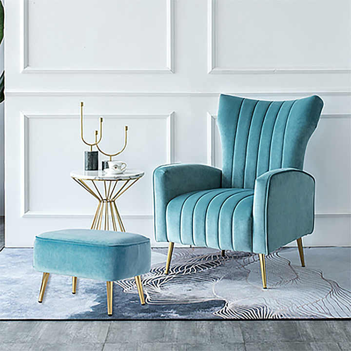 Luxury Modern White Indoor Fancy Armchair Solid Wood Leg Velvet Fabric ...
