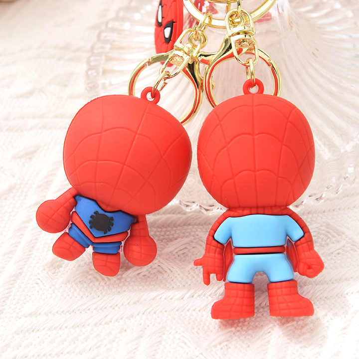 Cartoon Marvel Spider-Man Keychain Soft Rubber Car Bag Pendant Three ...