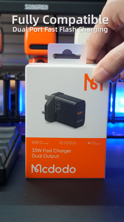 33W Dual Port Type C + USB Wall Charger, QC3.0 PD Fast Adapter for ...