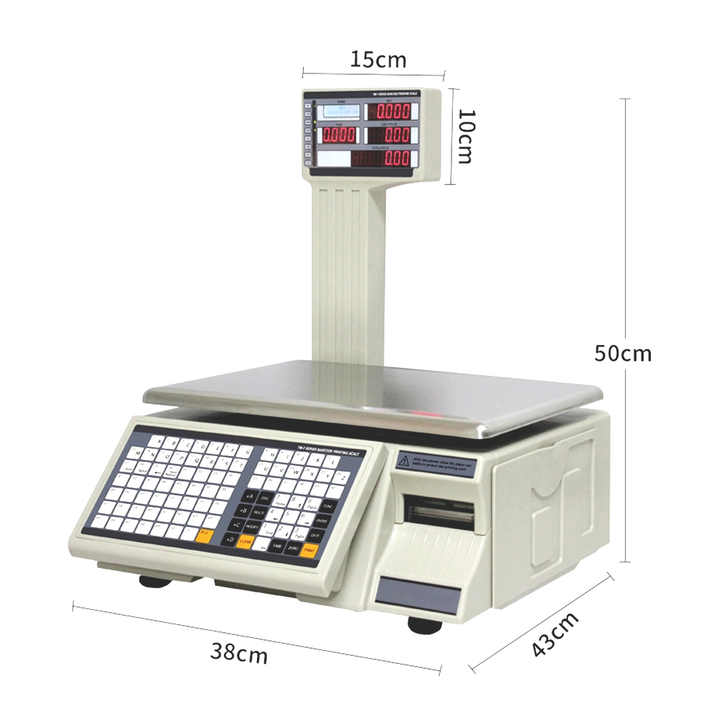 OEM Double Displays Barcode Scale AI Recognition Label Printing Scale for Supermarket 3kg 6kg ...