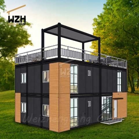 Prefabricated two story 3 bedroom 40 ft shipping prefab solar power ...