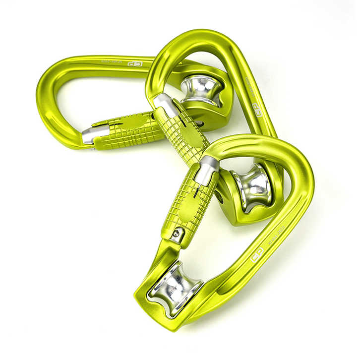 22KN Aluminum Rock Climbing Main Lock Carabiner with Pulley Safety Hook ...