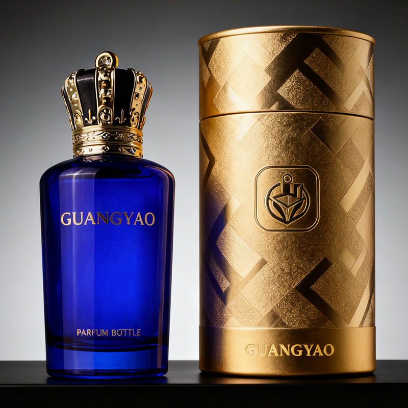 High End Perfume Bottle 100ML Round Glass Crimp Empty Bottle Men Middle ...