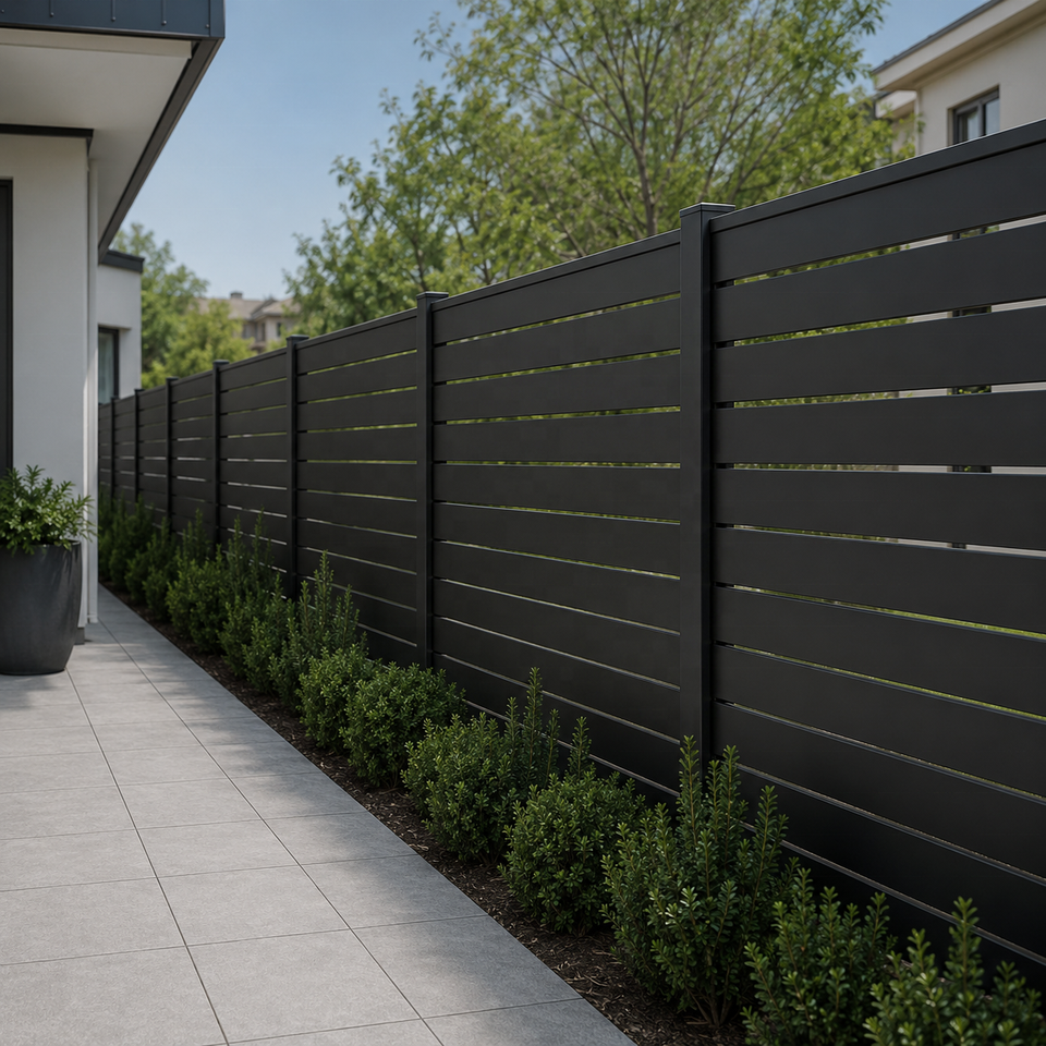Modern Black Metal Privacy Fence Panel Powder Coated Aluminum ...