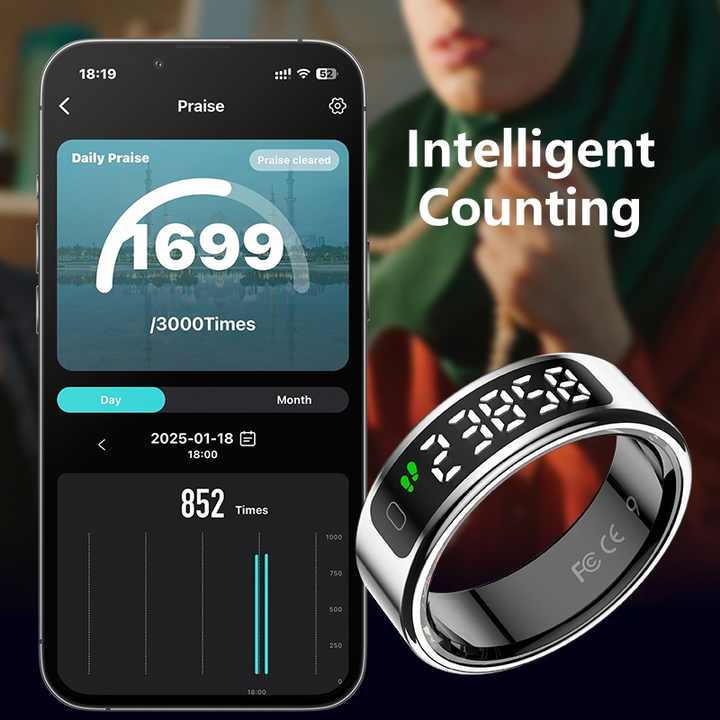 Yawell R11 Smart Digital Ring - Health & Prayer Tracker