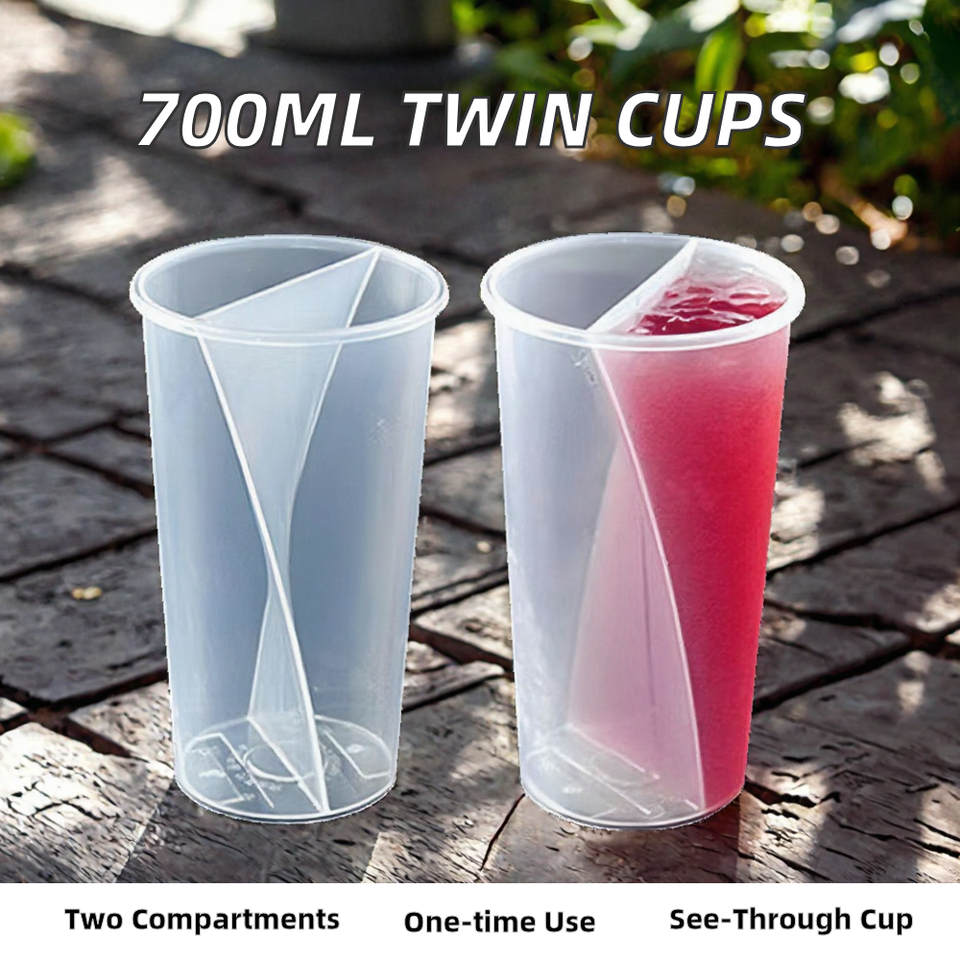 Well-Liked 700ml Disposable Plastic Cups Double Cup Clear PP Material ...